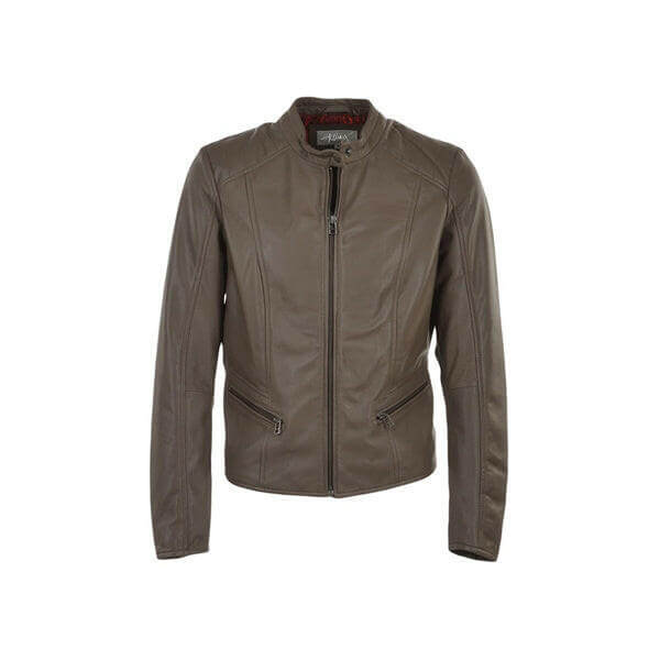 Women’s Simple Moto Chocolate Brown Leather Jacket -AU LeatherX