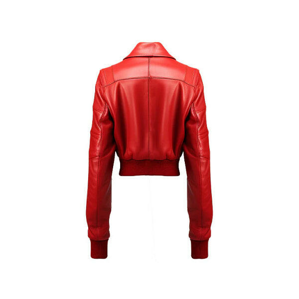 Women's Red Bomber Leather Jacket - AU LeatherX