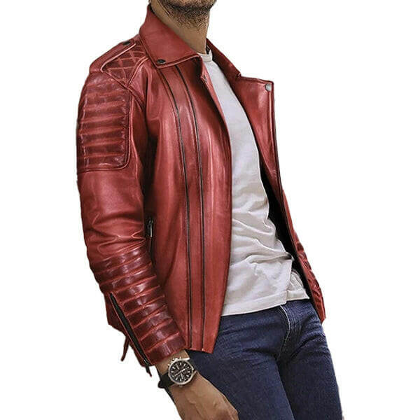 Buy Men's Charles Burnt Red Leather Jacket