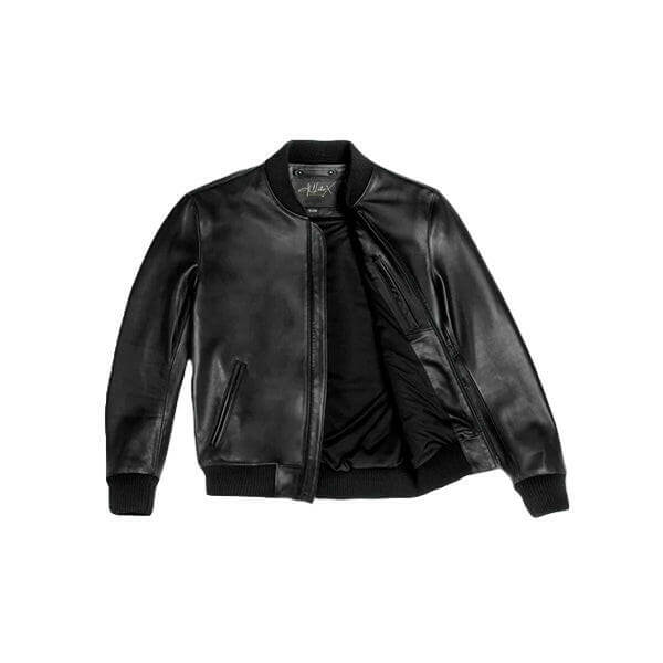Men's Black Leather Bomber Jacket - AU LeatherX